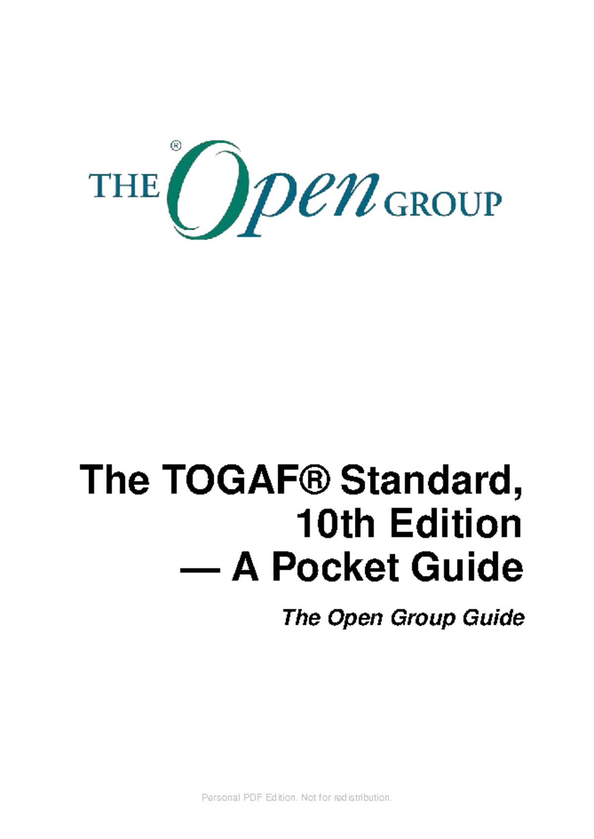 TOGAF Standard, 10th Edition: A Pocket Guide for Self-Study - Studocu