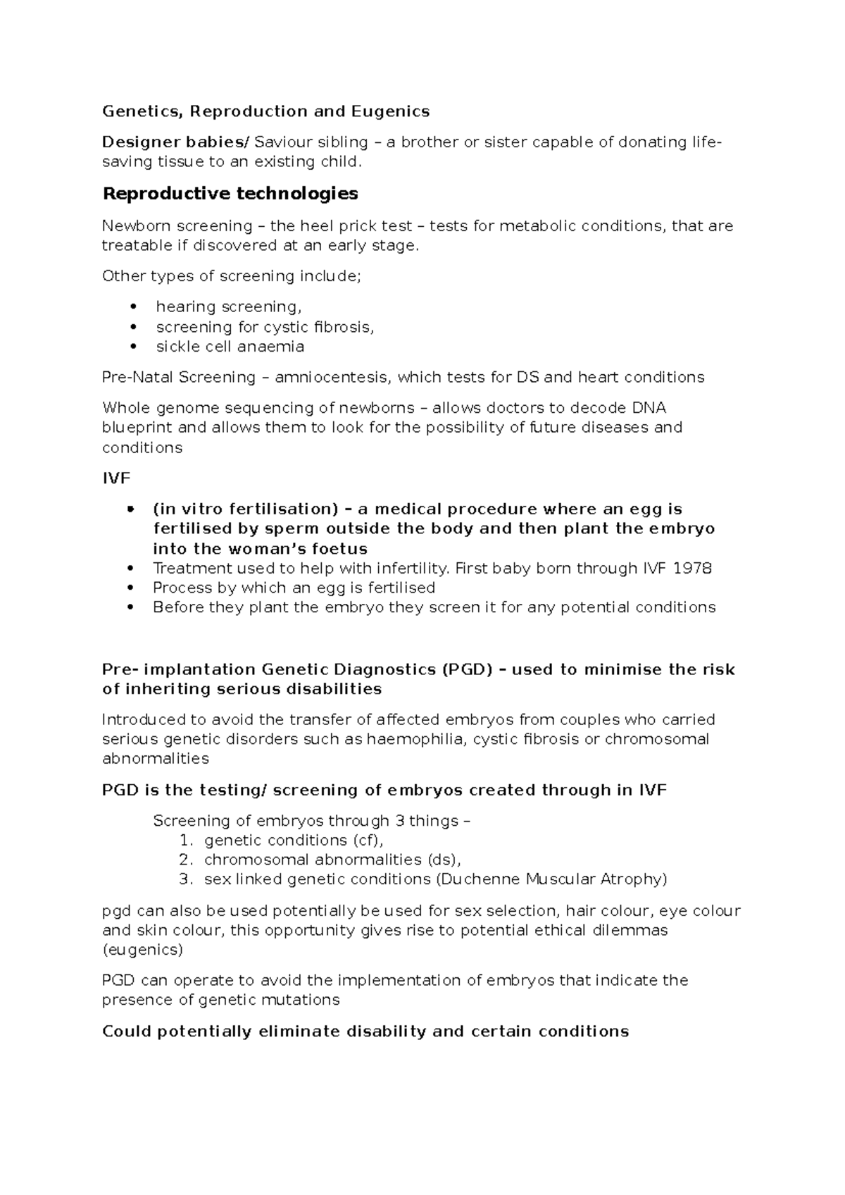 Genetic Reproduction and PGD: Ethical Implications and Advances - Studocu