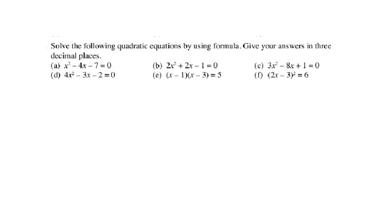 Quadratic Equations - Practice Worksheet for Solving (Math 101) - Studocu