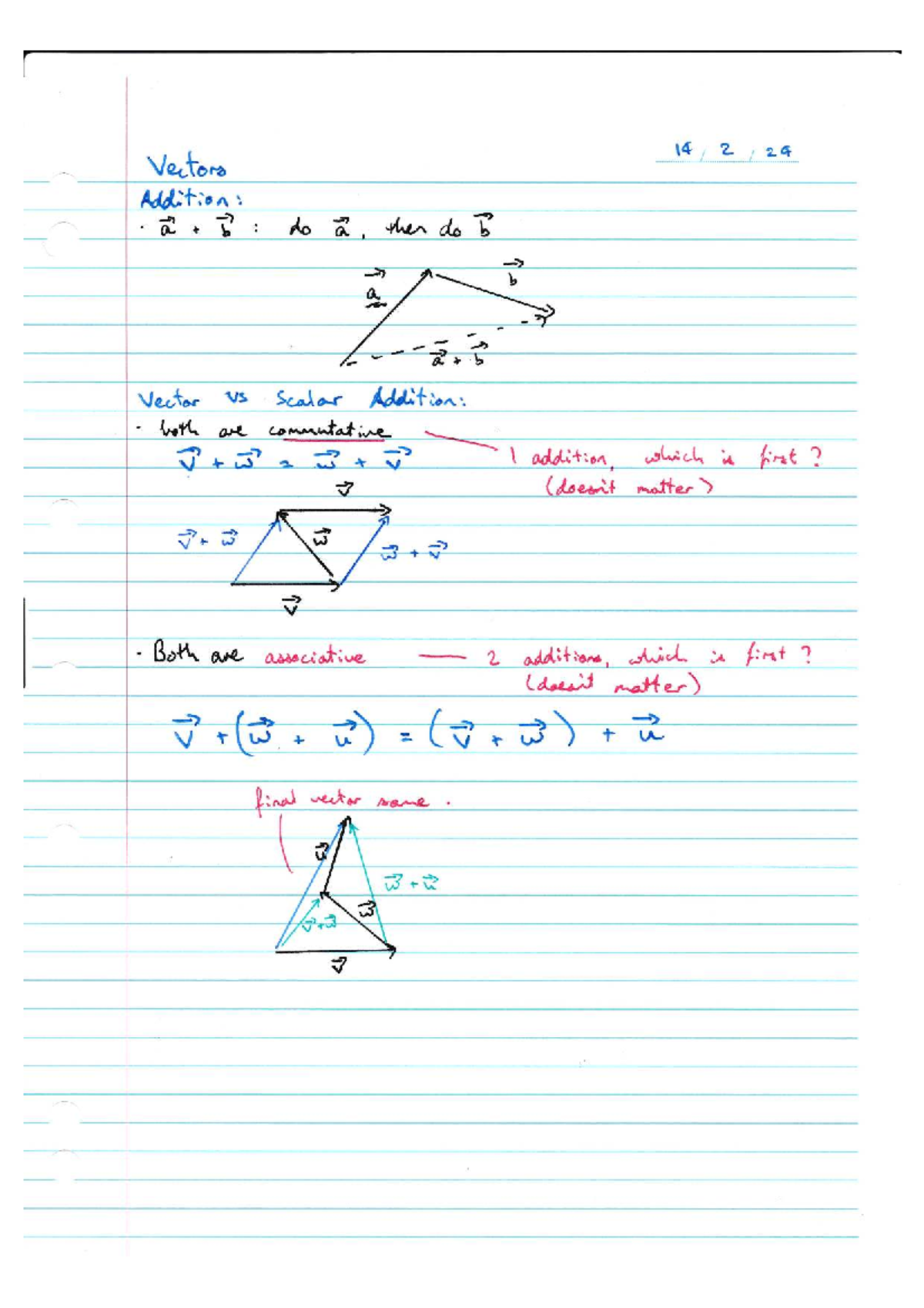 MATH1141 Vector Addition and Scalar Multiplication Concepts - Studocu