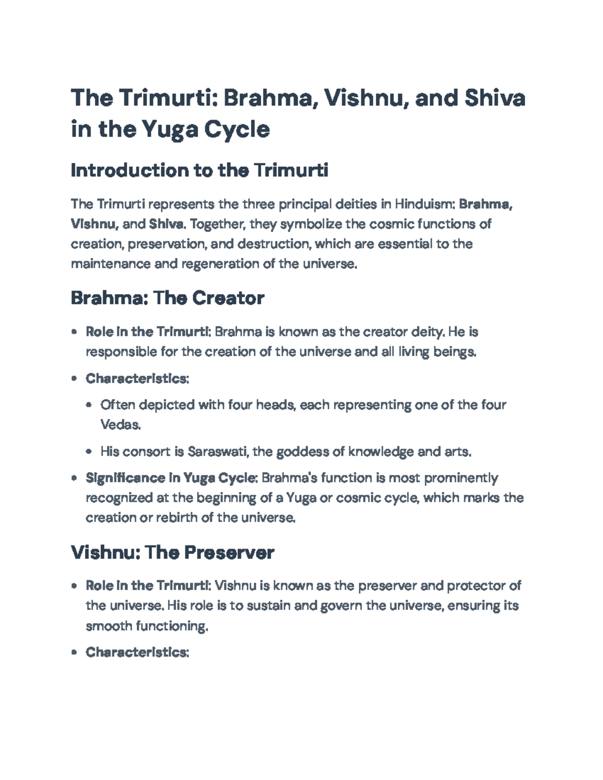 The Trimurti: Brahma, Vishnu, and Shiva in the Yuga Cycle Analysis ...