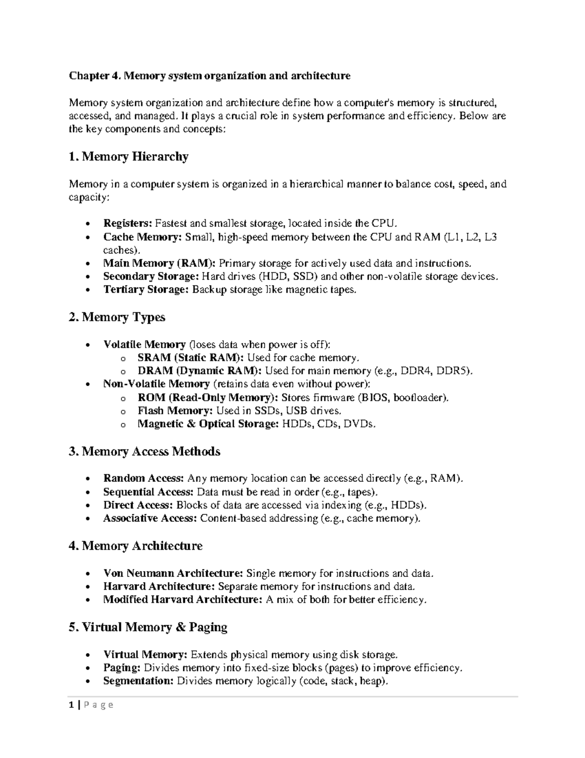 Chapter 4 Memory System Organization Architecture Notes Studocu