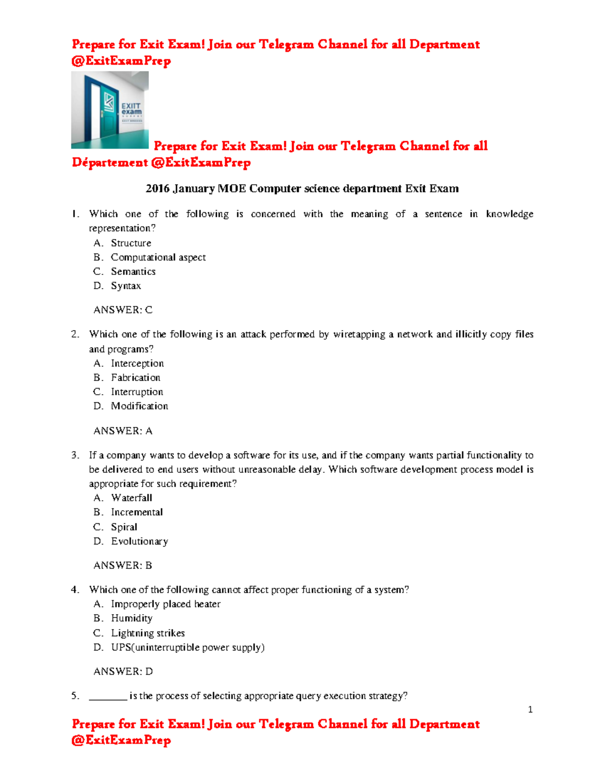 Exit Exam Prep for CS 2016: Key Questions & Answers - Studocu