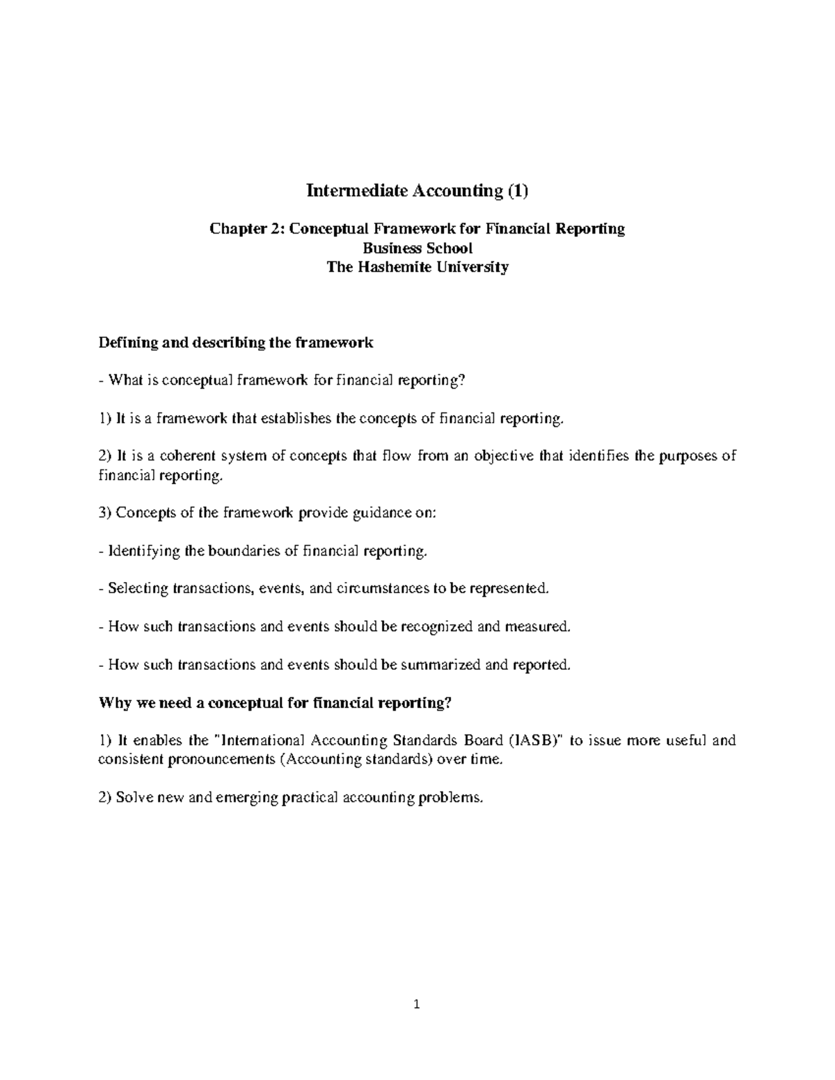 Intermediate Accounting (1) Chapter 2: Conceptual Framework - Studocu