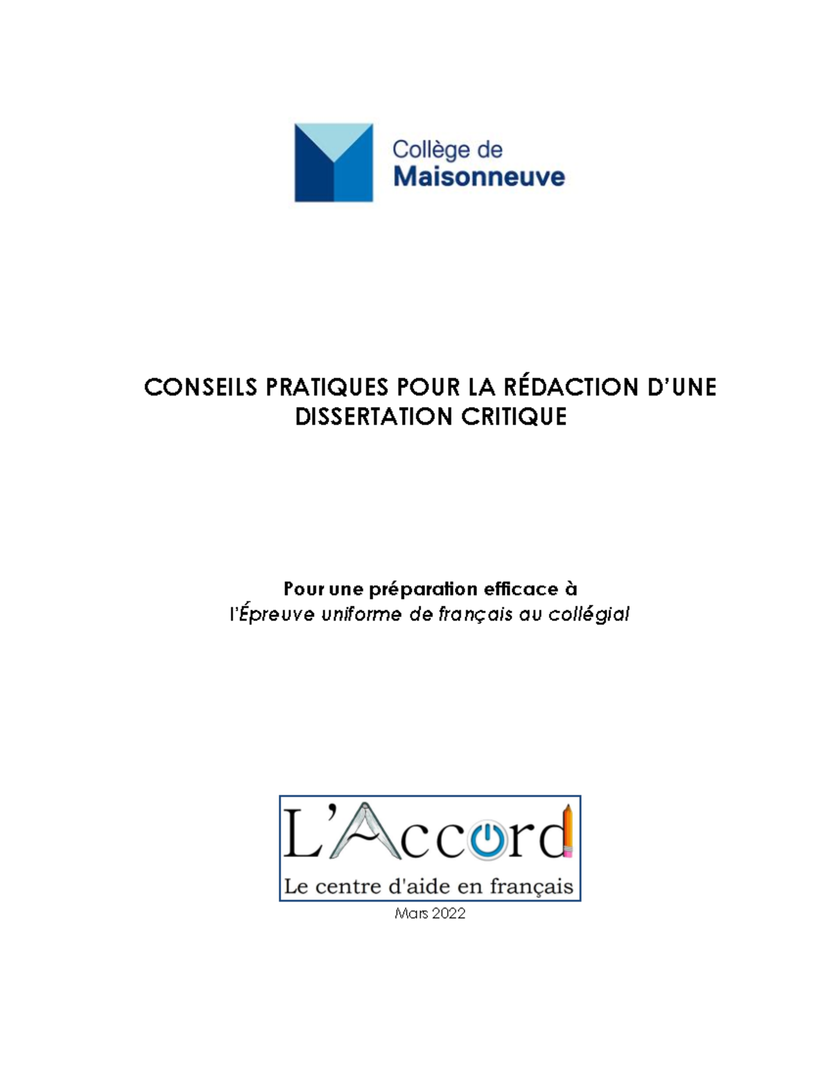Conseils Pratiques pour la Rédaction d'une Dissertation Critique - FRAN ...