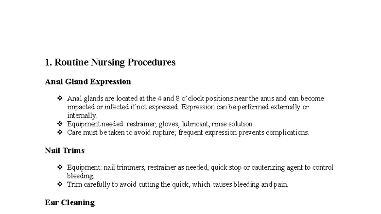 Practical Nursing Procedures: Routine Care & Techniques - Studocu