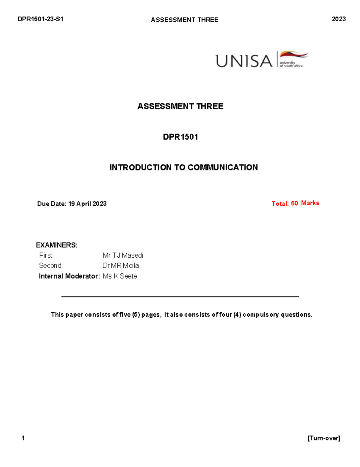 DPR1501-23-S1 Assessment Three: Understanding Mass Communication Concepts - Studocu