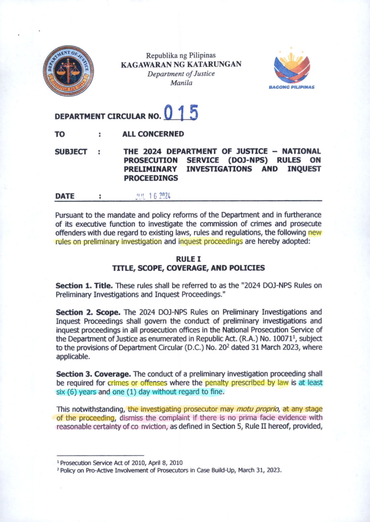 New Rules on Preliminary Investigation - OF Republika ng Pilipinas ...