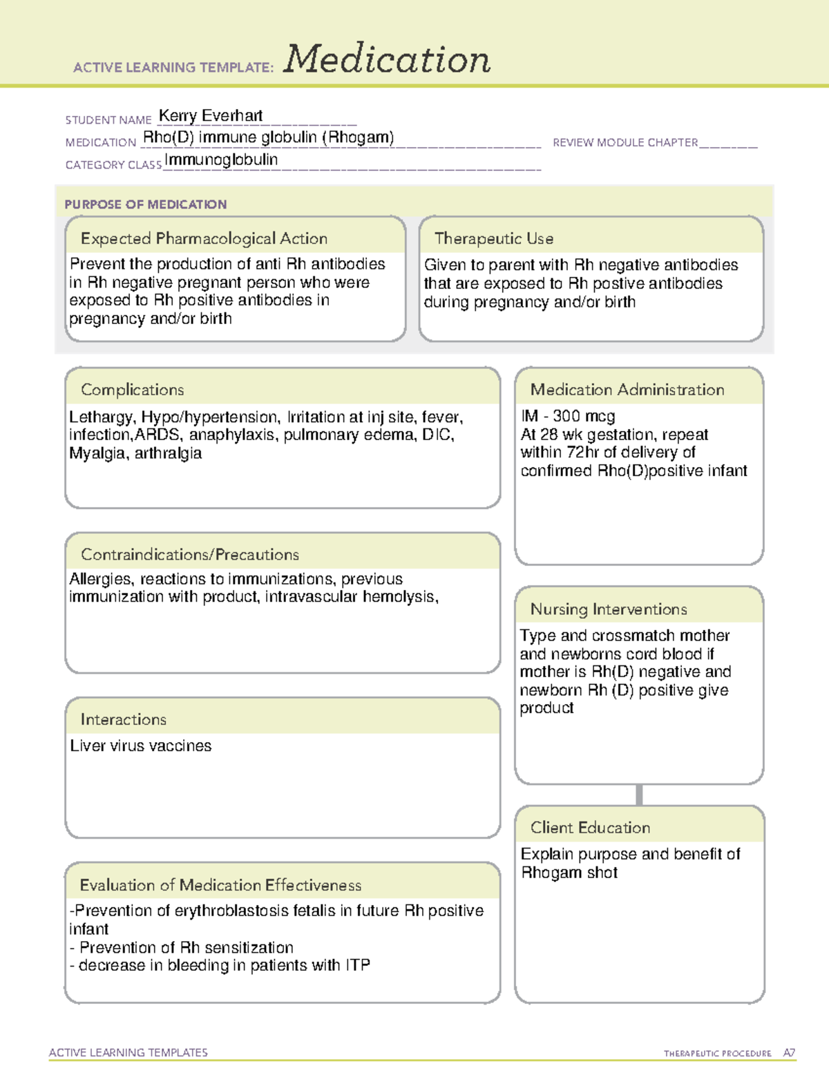 OB Rem 2 - ATI - ACTIVE LEARNING TEMPLATES TherapeuTic procedure A ...