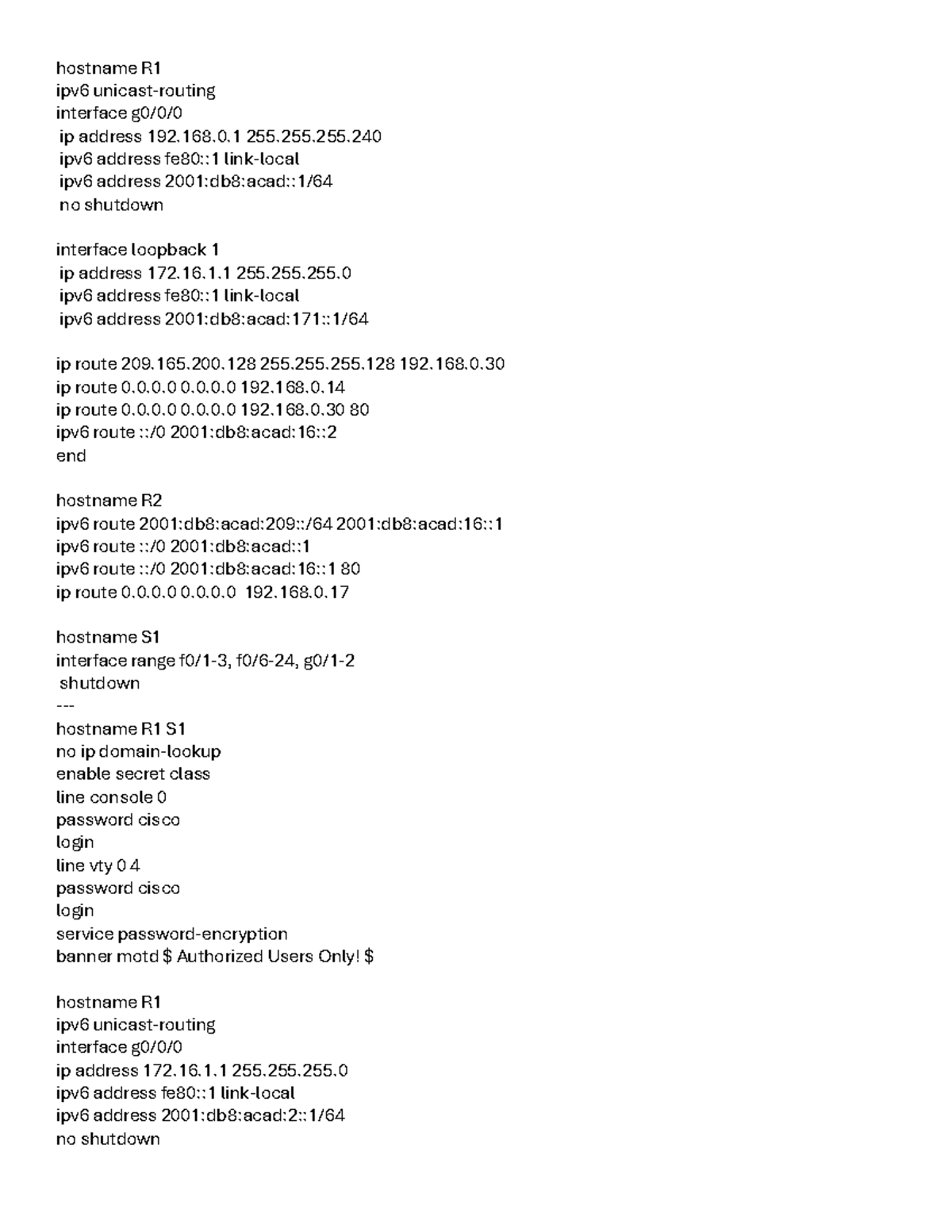 Cisco test: R1 and R2 configuration details and routing setup - Studocu