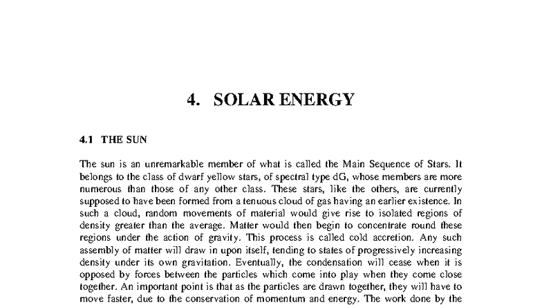 Ch4 Solar Energy - lecture notes - 4. SOLAR ENERGY 4 THE SUN The sun is ...