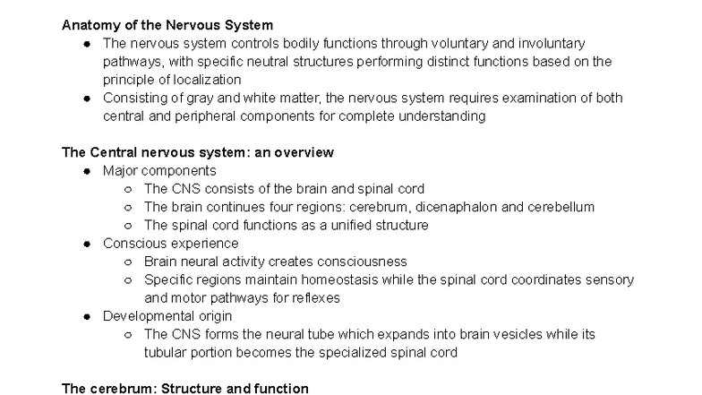 KAAP220 Chapter 13: Anatomy of the Nervous System Notes - Studocu