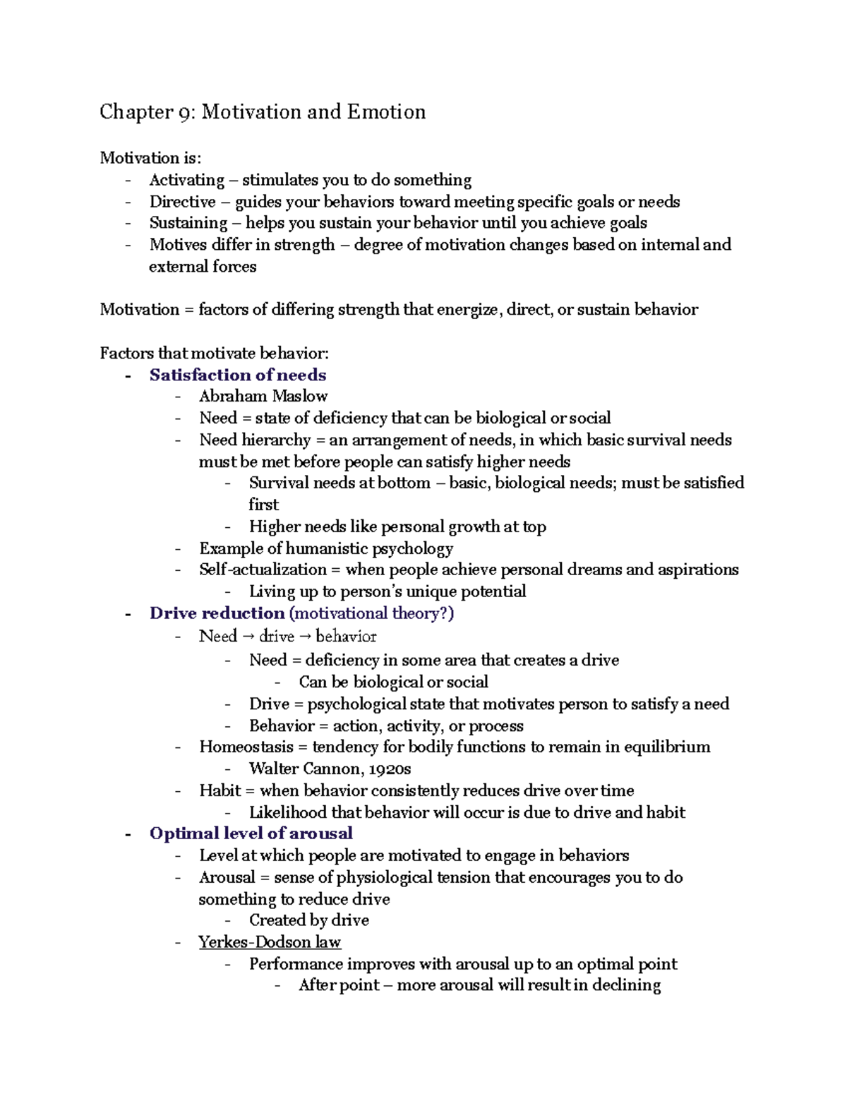 Chapter 9: Exploring Motivation and Emotion Theories and Concepts - Studocu