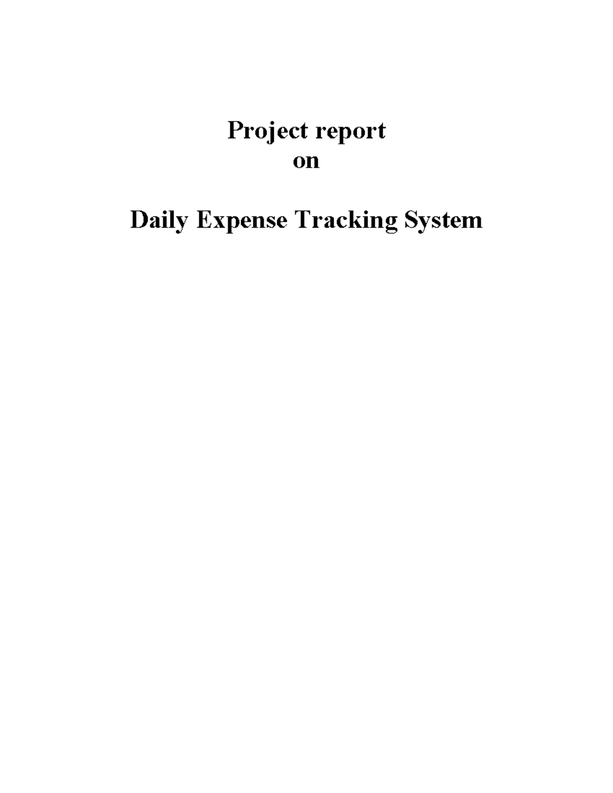 Daily Expense Tracker System Report - Project Overview & Specs - Studocu