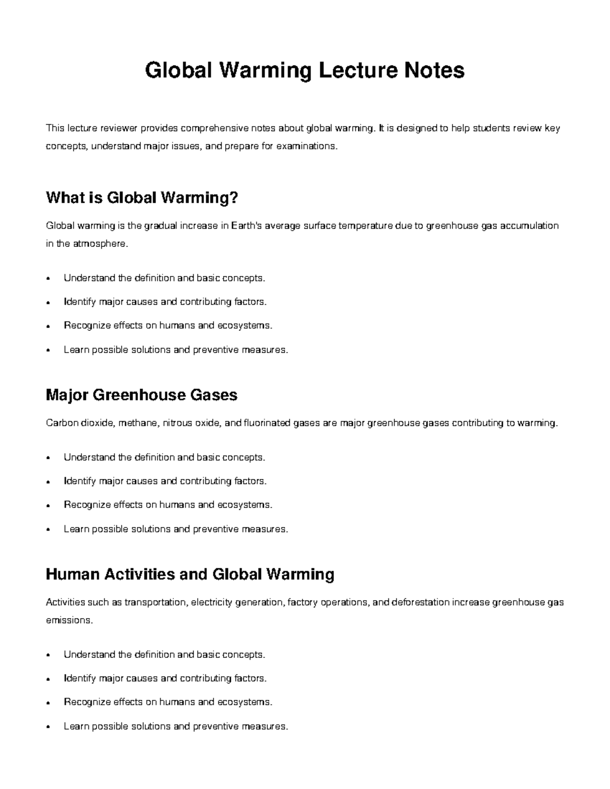 Lecture 4: Global Warming Comprehensive Review Notes - Studocu