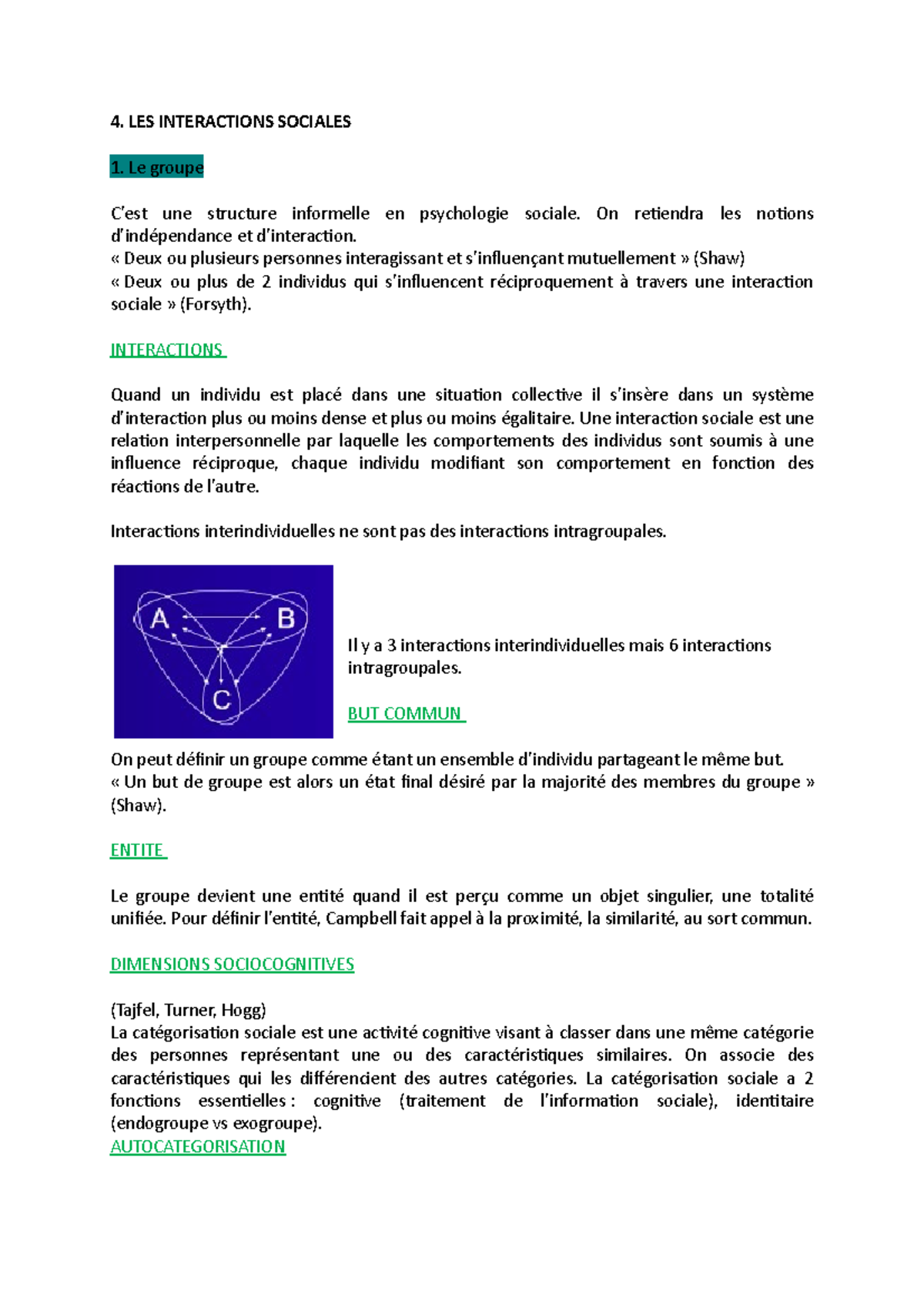 Interactions Sociales et Leadership : Notes de Cours PSY101 - Studocu