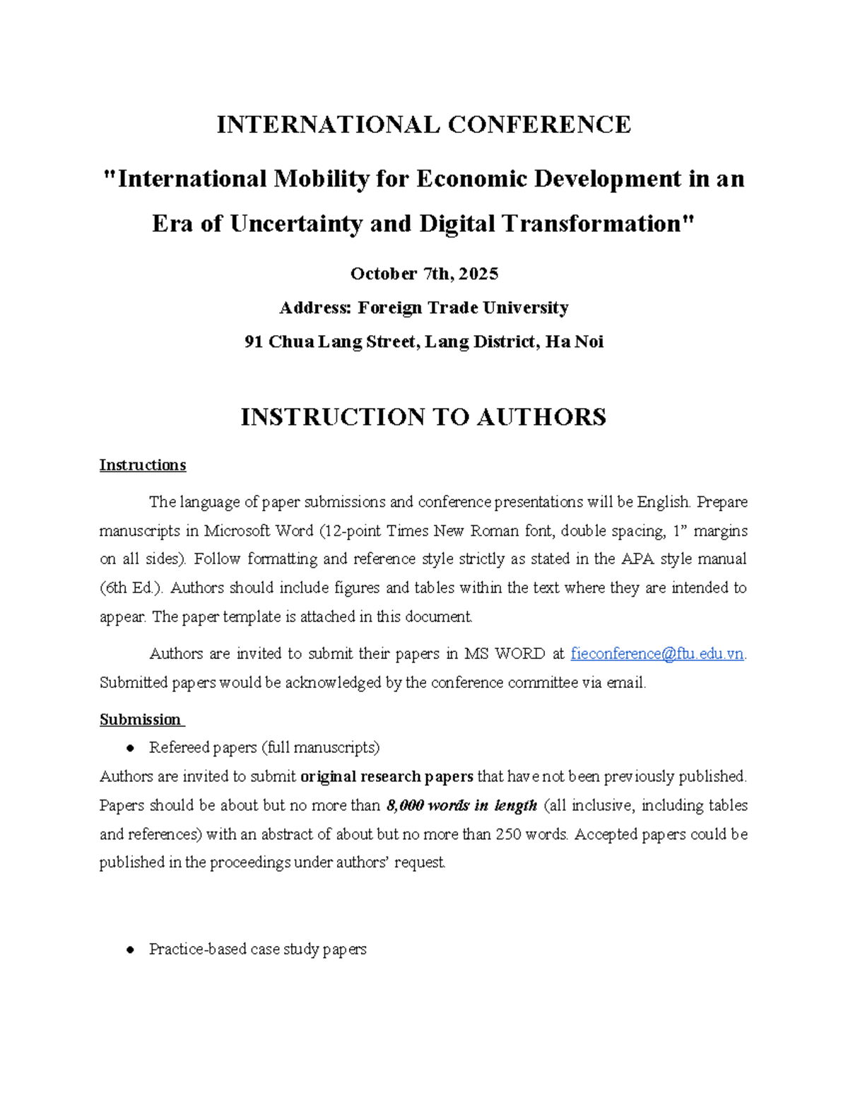 FIE 2025: Instructions for Authors - International Conference on ...
