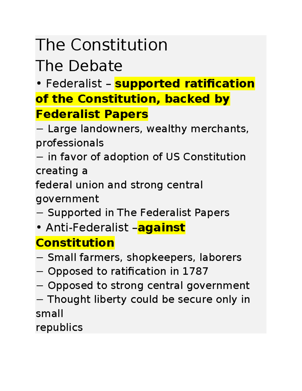 Madisonian Principles and Debates on the U.S. Constitution (POL 101 ...