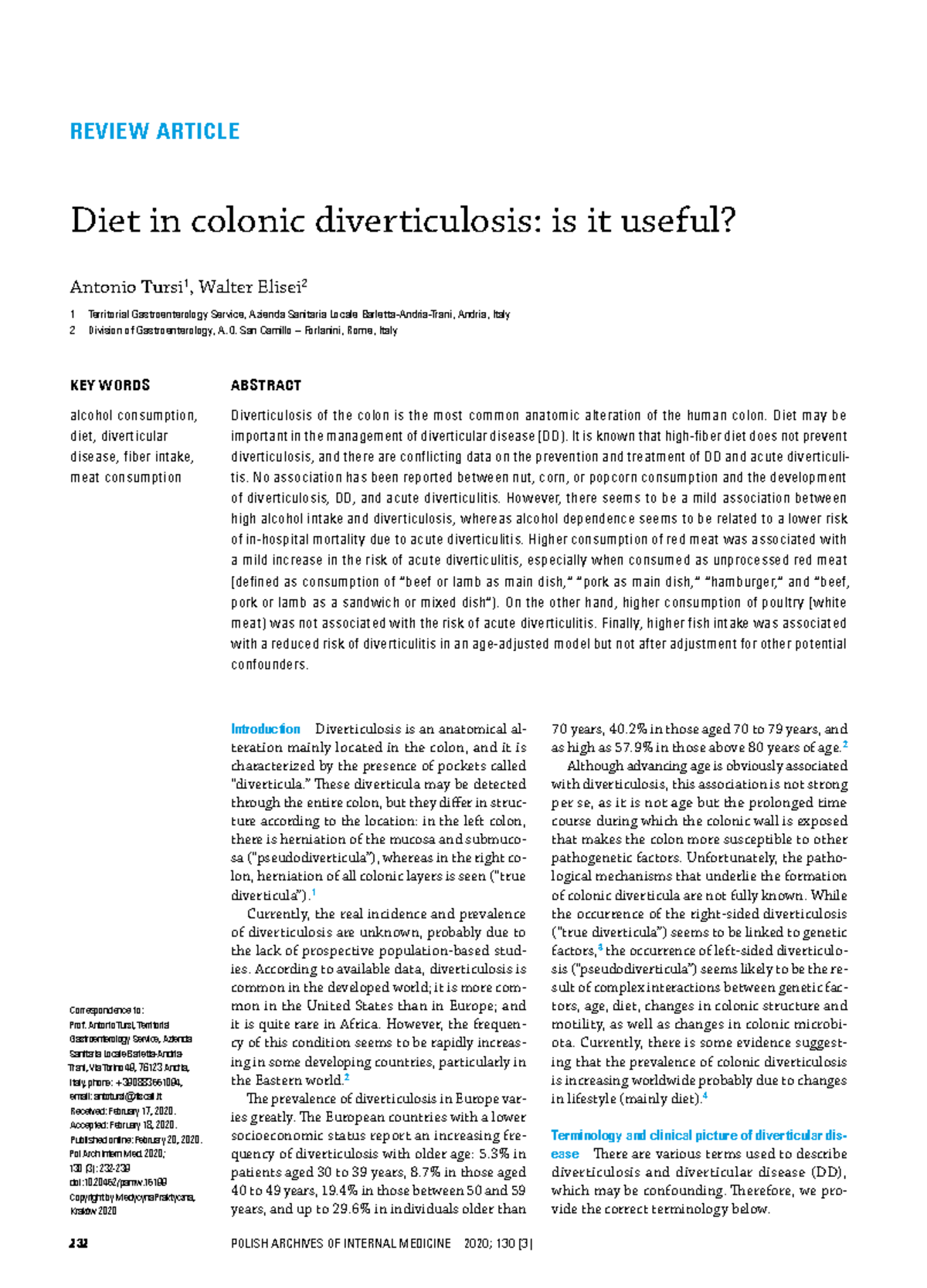 Dietary Approaches for Colonic Diverticulosis: Insights ...