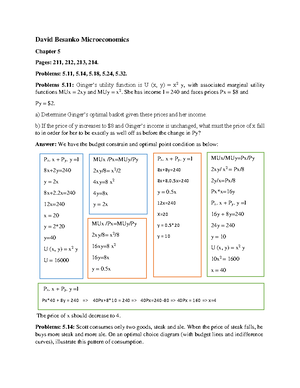 Chapter 5, David Besanko Microeconomics. Assignment - David Besanko ...