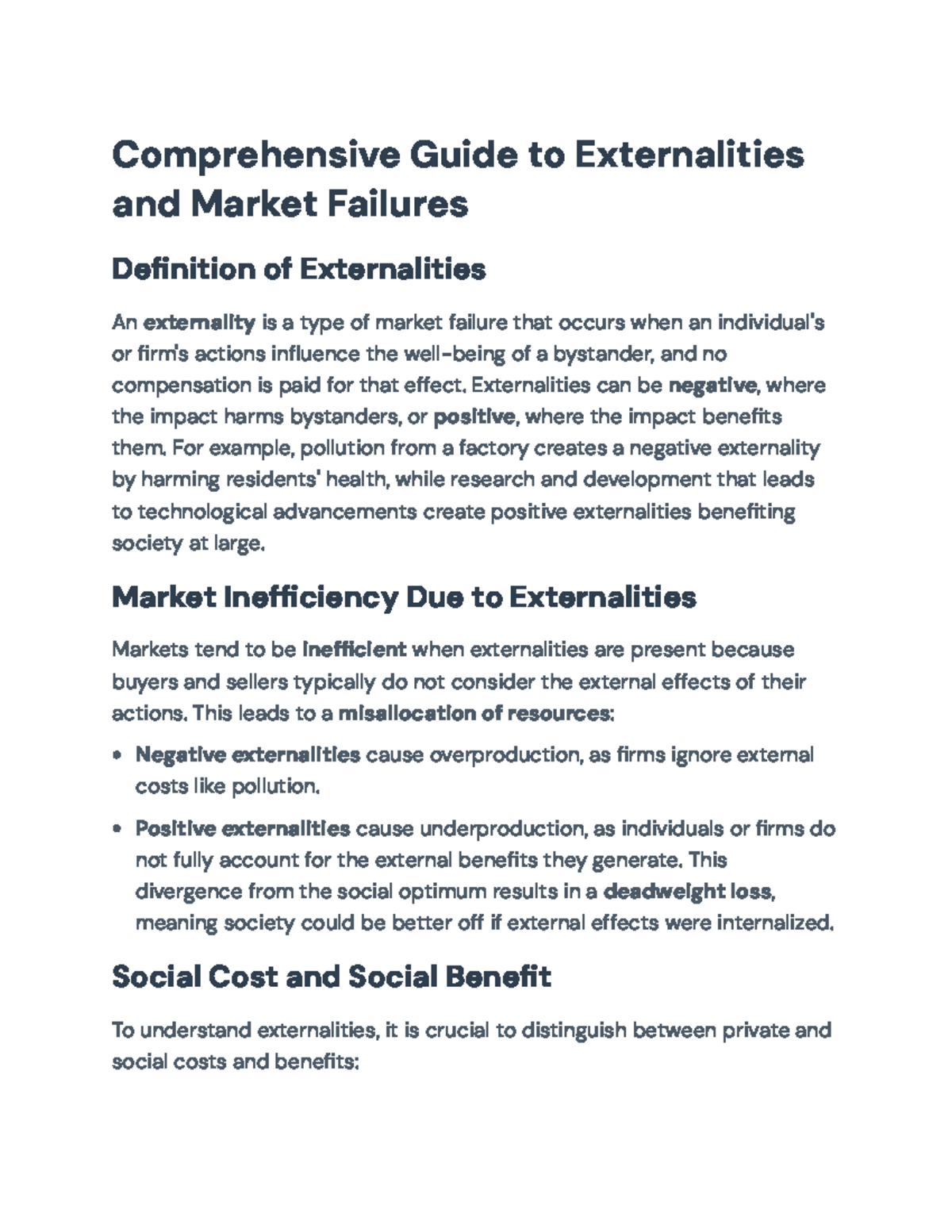 Comprehensive Overview of Externalities & Market Failures (ECO 101 ...