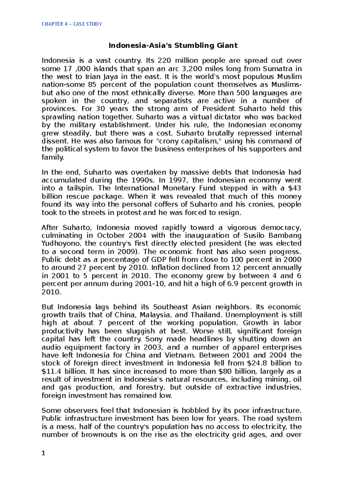 IB CHAP 4 Case - case study for business - CHAPTER 4 – CASE STUDY ...