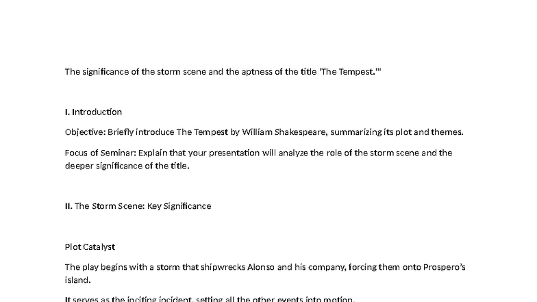The Tempest (ENG 201) Seminar: Analyzing the Storm Scene's Significance ...