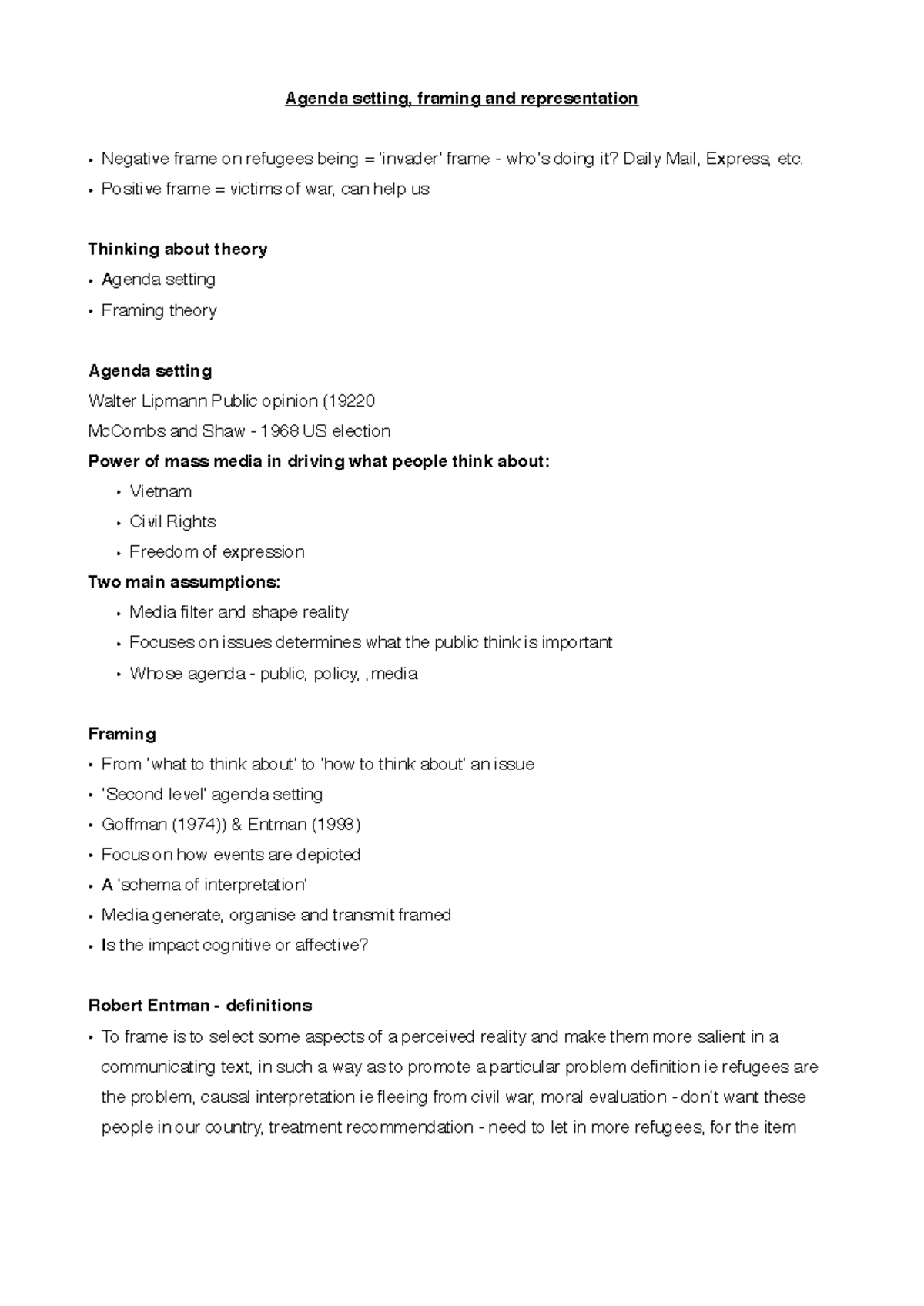 Agenda setting, framing and representation - Agenda setting, framing ...