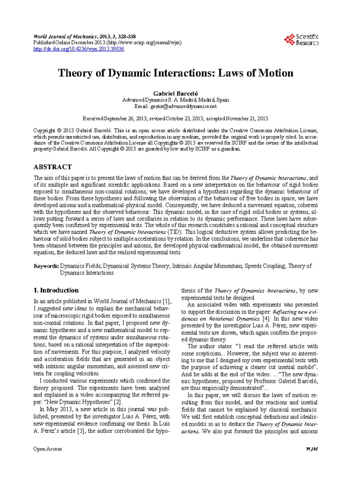 Theory of Dynamic Interactions: Laws of Motion (WJM G. BARCELÓ) - Studocu