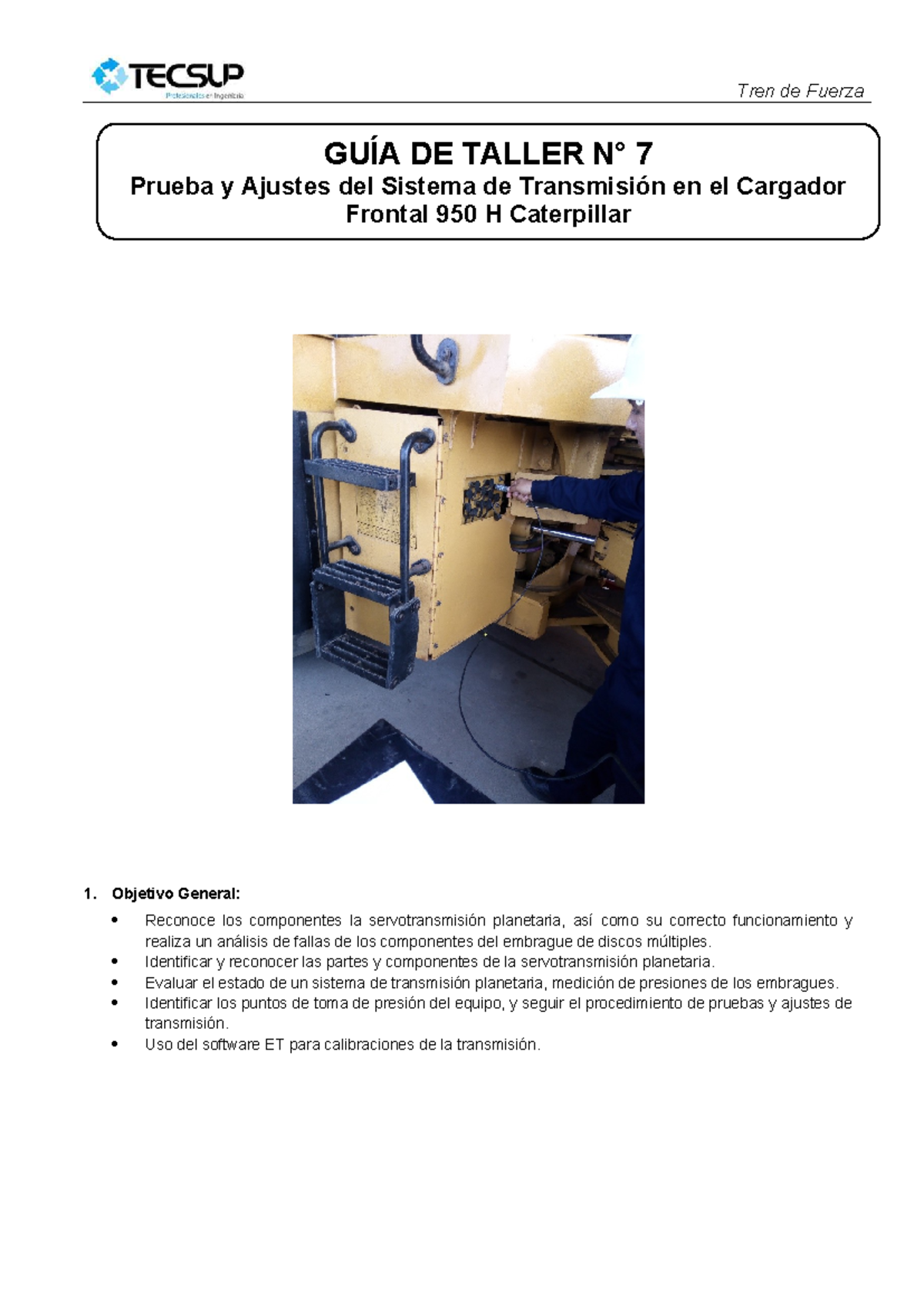GUÍA DE TALLER 7: Prueba y Ajustes de Transmisión Caterpillar 950 H ...