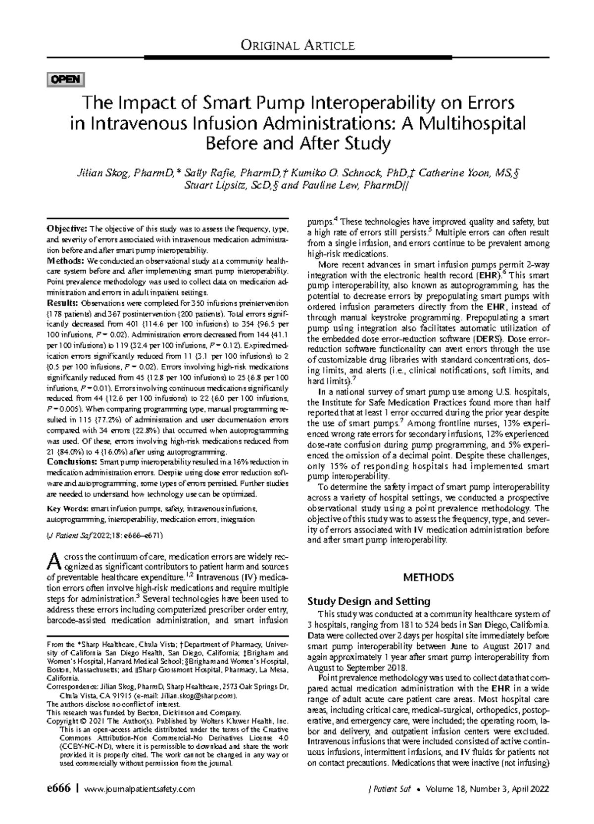 The Impact of Smart Pump Interoperability on IV Medication Errors: A ...