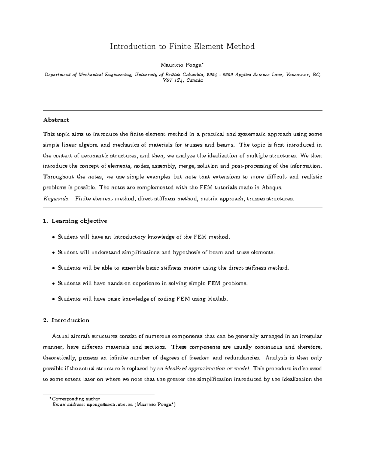 Introduction to FEM: Basics of Finite Element Method (MECH 205) - Studocu