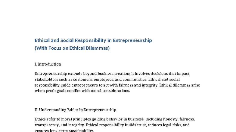 Ethics and Social Responsibility in Entrepreneurship: Key Insights ...