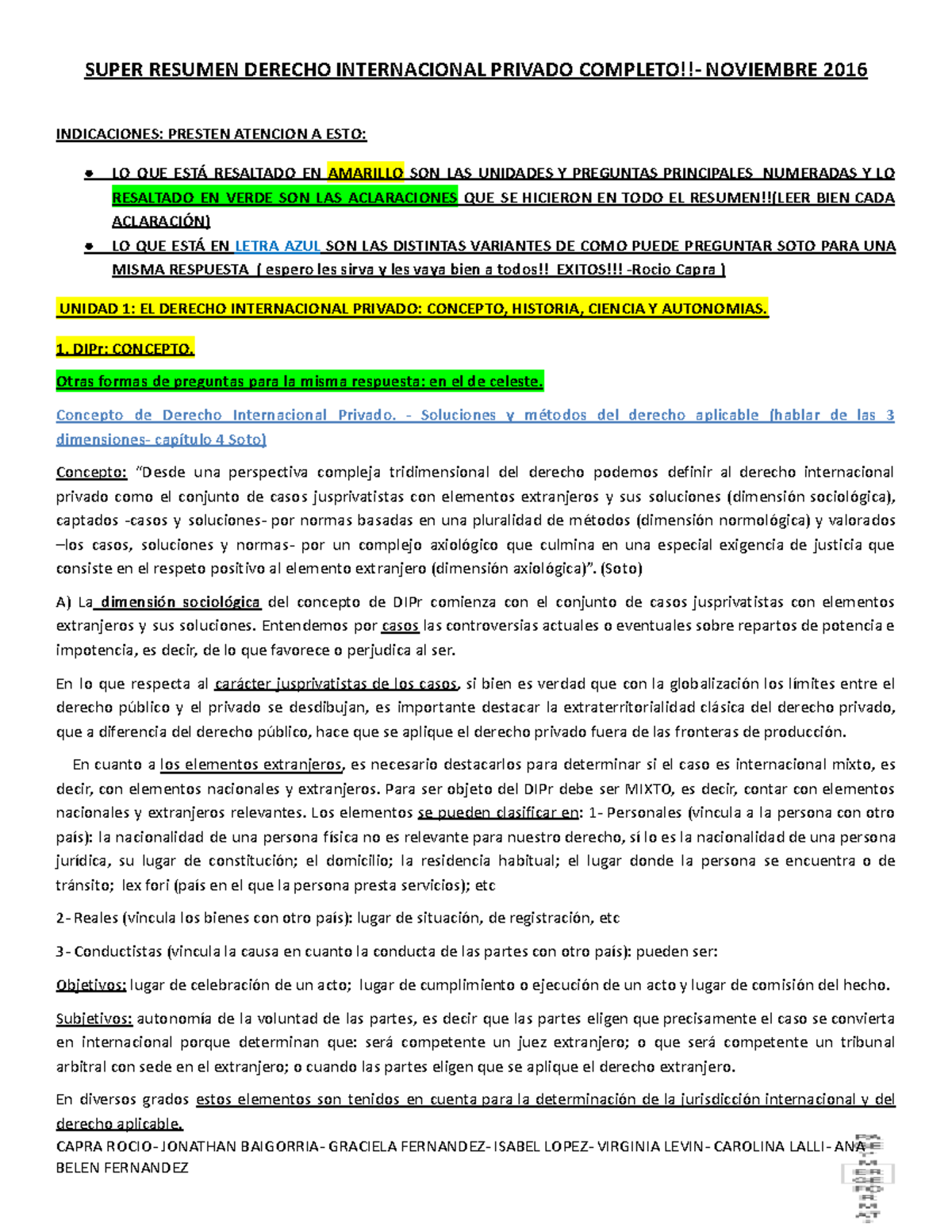 RESUMEN FINAL DERECHO INTERNACIONAL PRIVADO NOVIEMBRE 2016 - Studocu