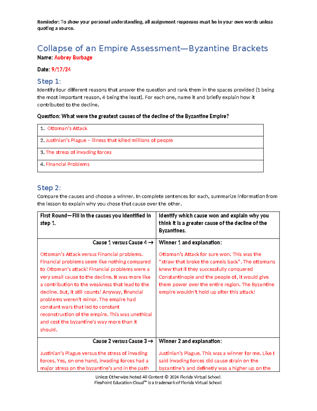 01.07 Byzantine Empire Decline Causes Analysis Assessment - Studocu
