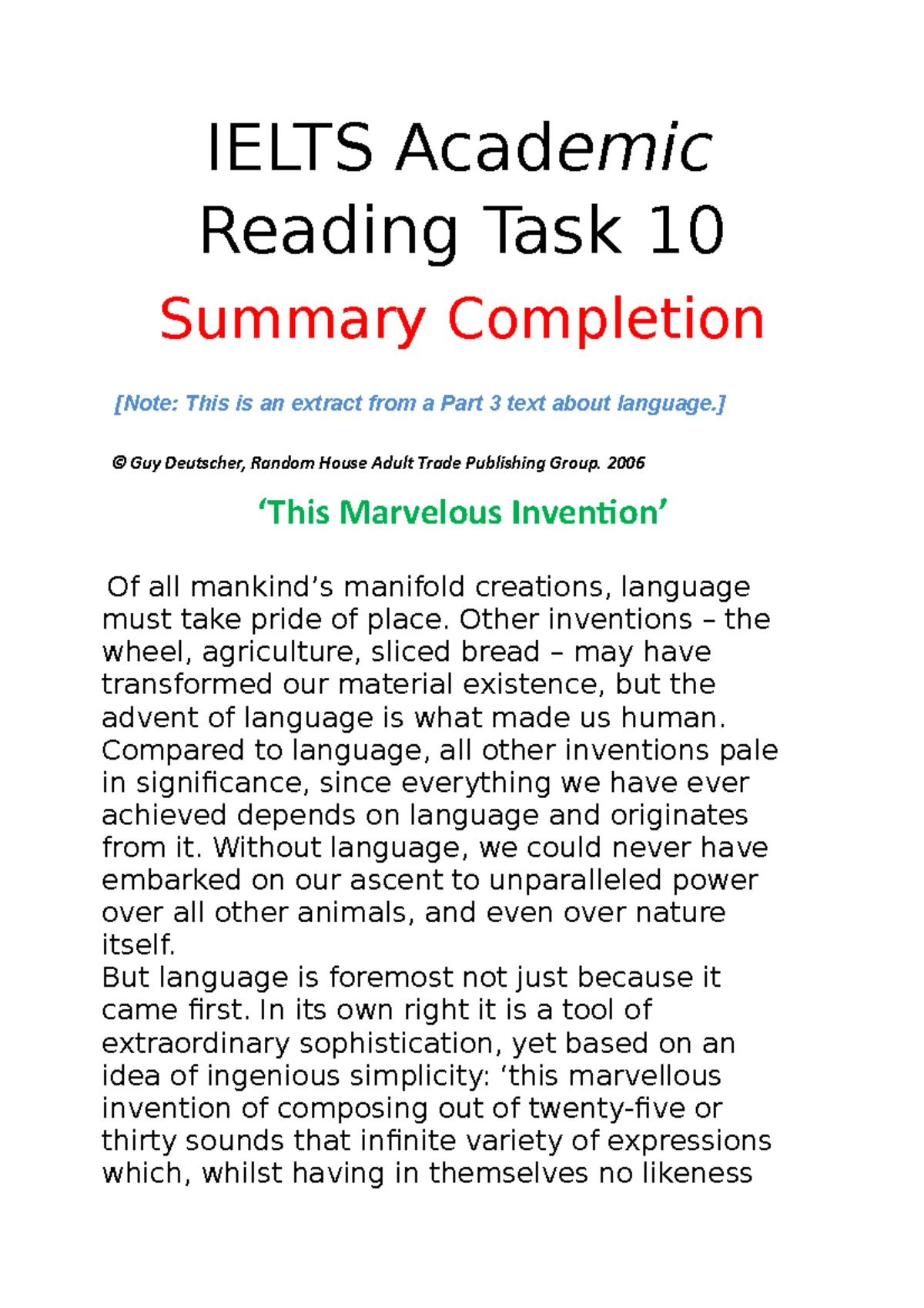 IELTS Academic Reading Task 9 Sentence Completion - IELTS Academic ...