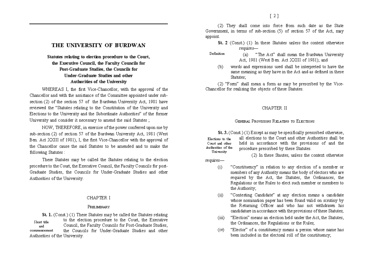 BU Statute-1-10 - Practice with the same - [ 2 ] Short title and ...