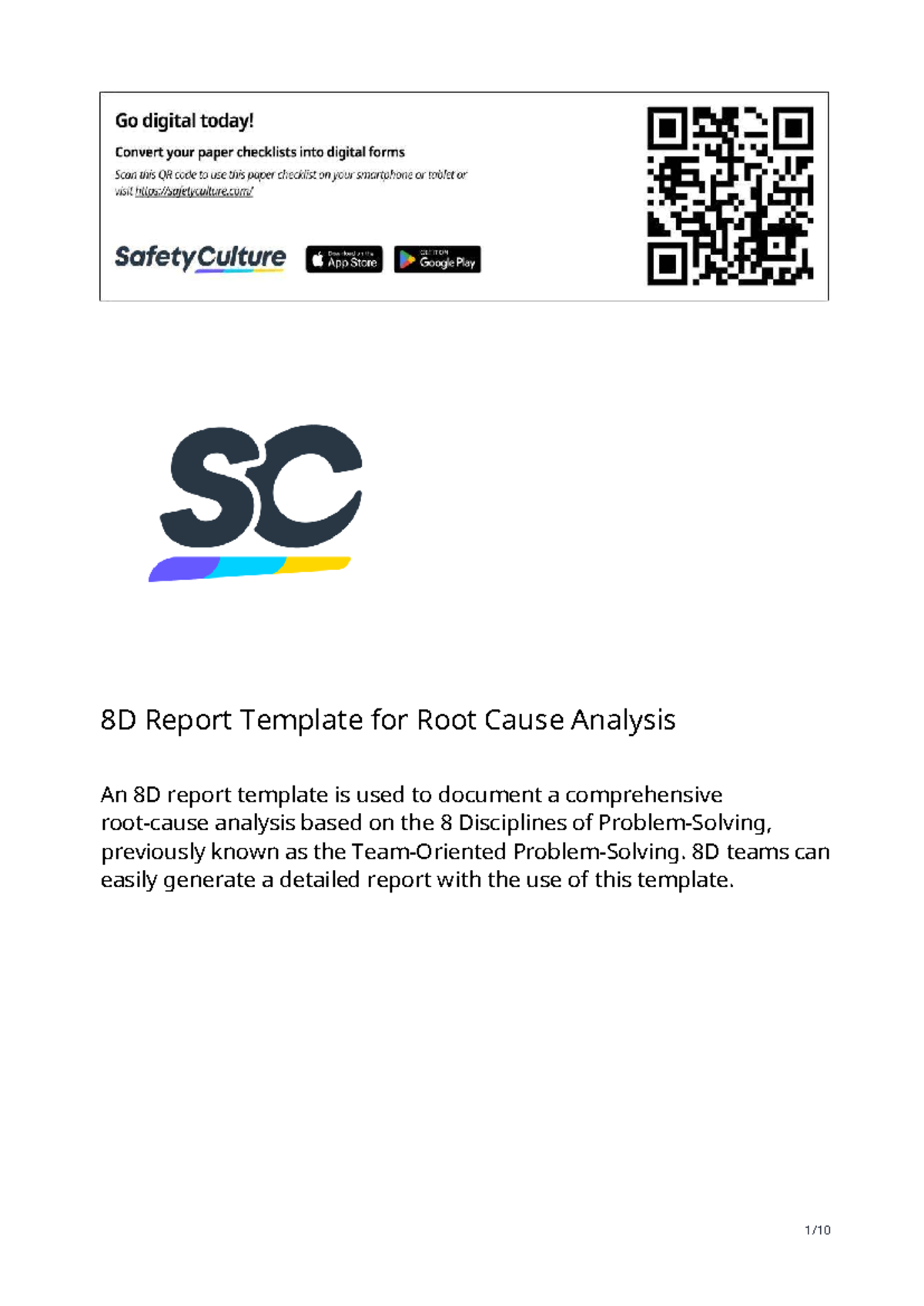 8D Report Template for Root Cause Analysis - Studocu