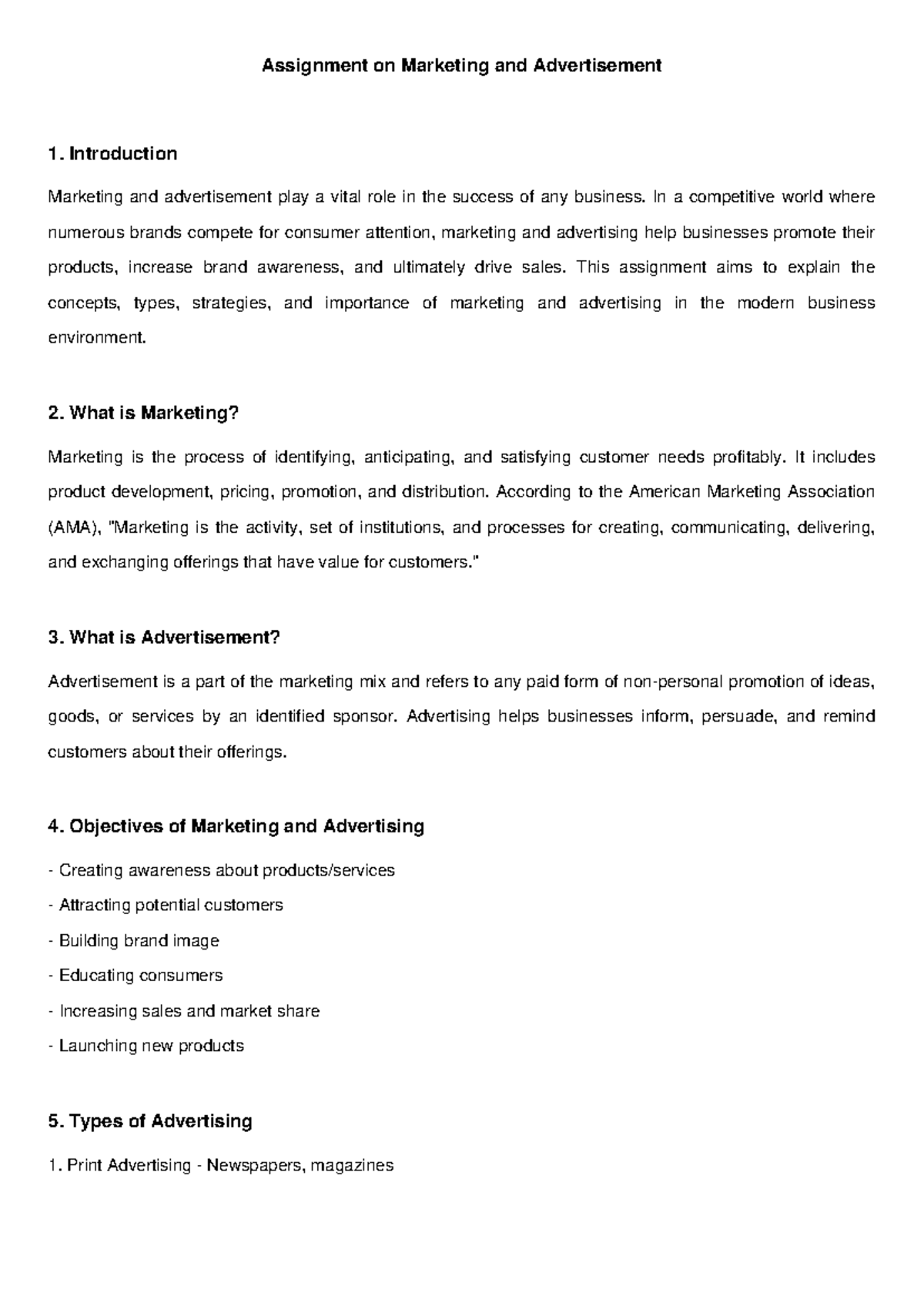 Marketing and Advertisement Assignment: Concepts and Strategies - Studocu