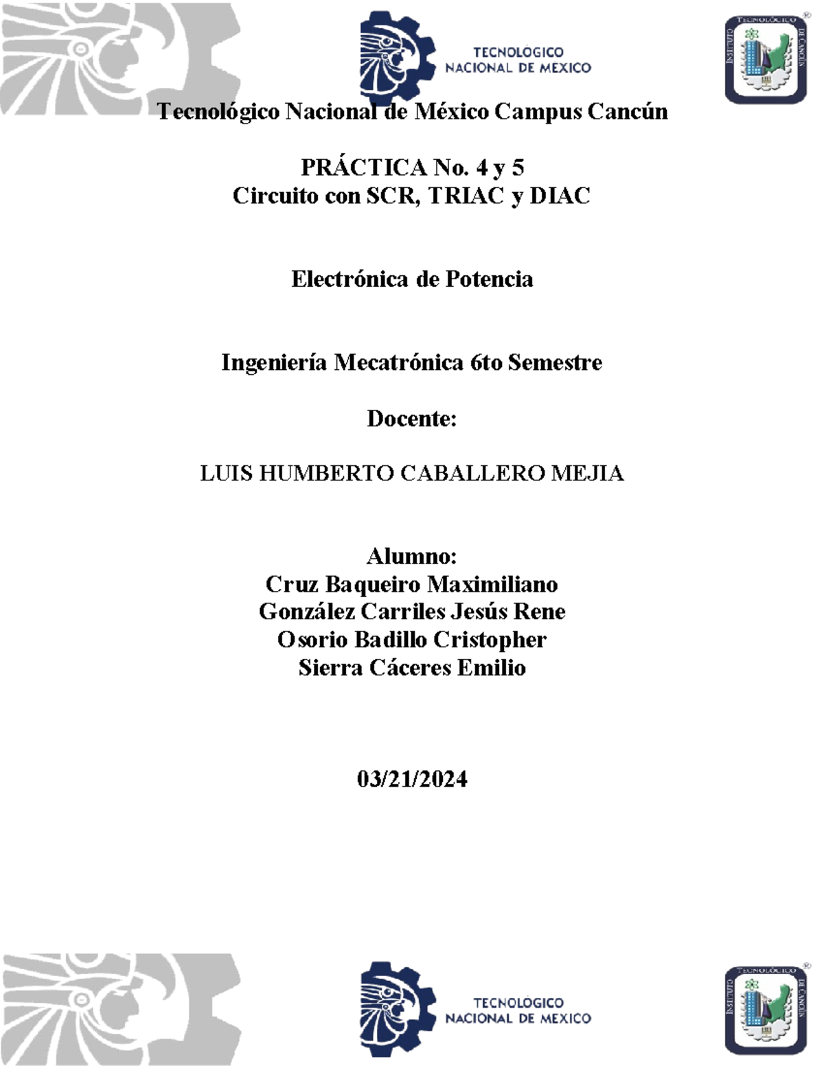 Práctica 4 y 5: Control de Potencia con SCR, TRIAC y DIAC - Studocu