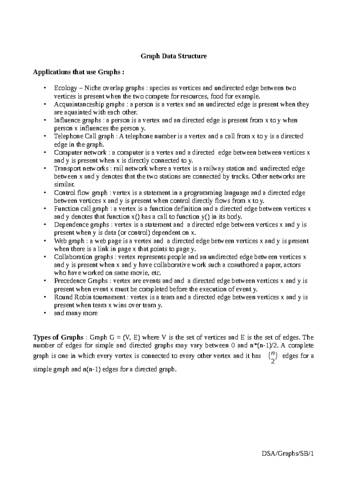 Graphs: Applications in Ecology and Network Structures - Studocu