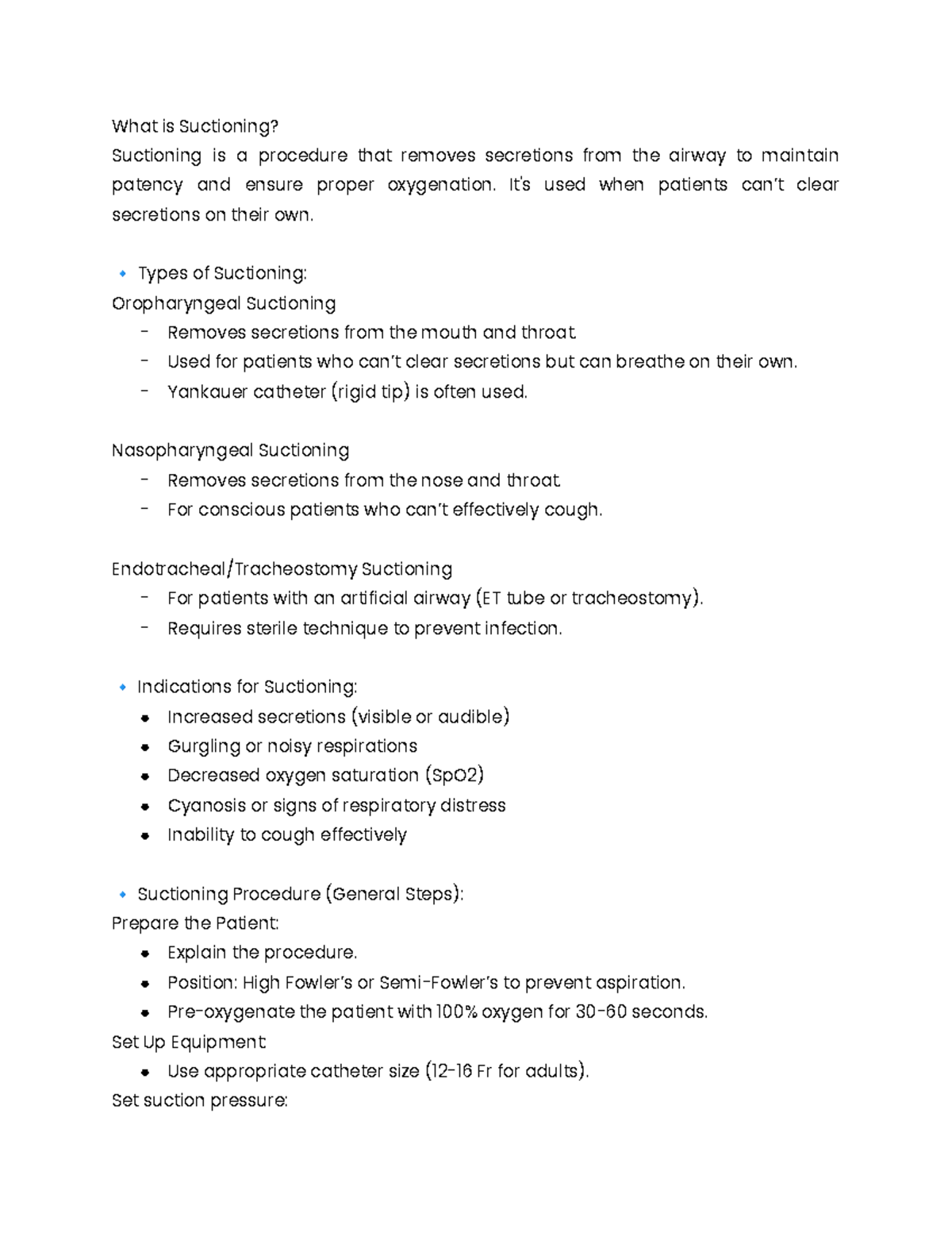 Suctioning Procedures and Test Bank - Essential Nursing Guidelines ...