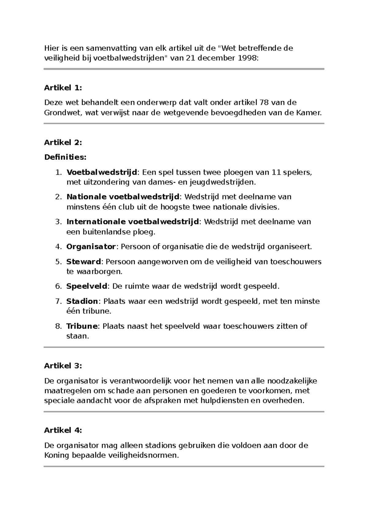 Voetbalwetgeving 46 artikel - Hier is een samenvatting van elk artikel ...