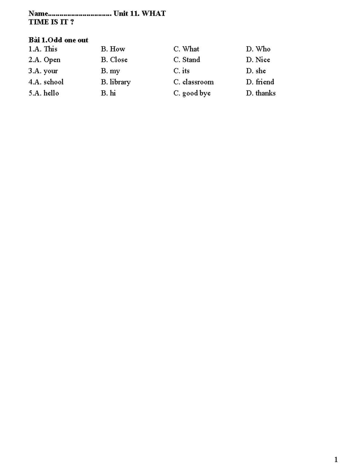 04. Unit 11: What Time Is It? - Exercises and Practice - Studocu