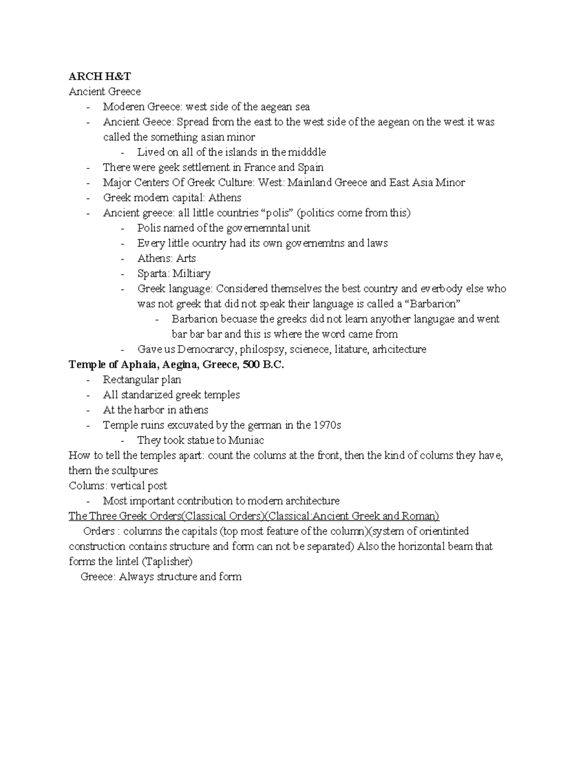 ARCH The Three Classical Orders of Greek Architecture: Doric, Ionic ...