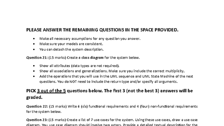 Development Questions 2023 Solution: UML Diagrams & Requirements - Studocu