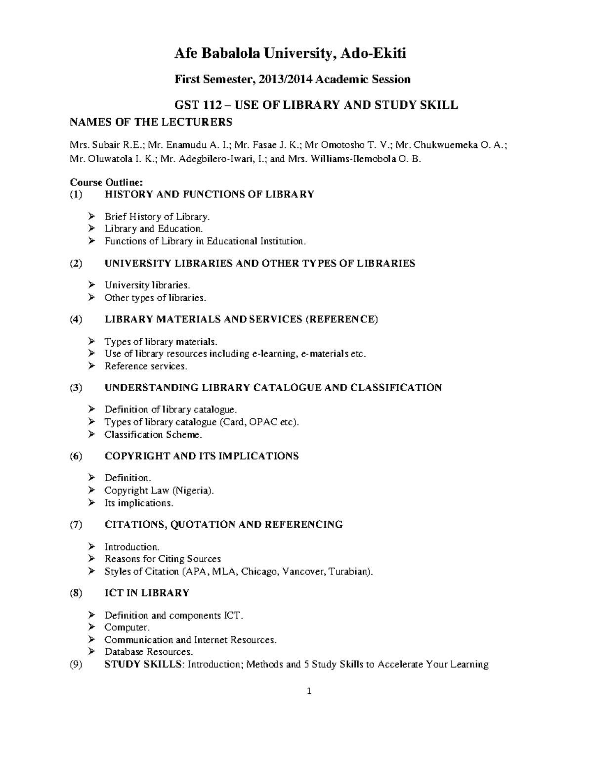 GST 112 Lecture Notes: Understanding Libraries & Study Skills - Studocu