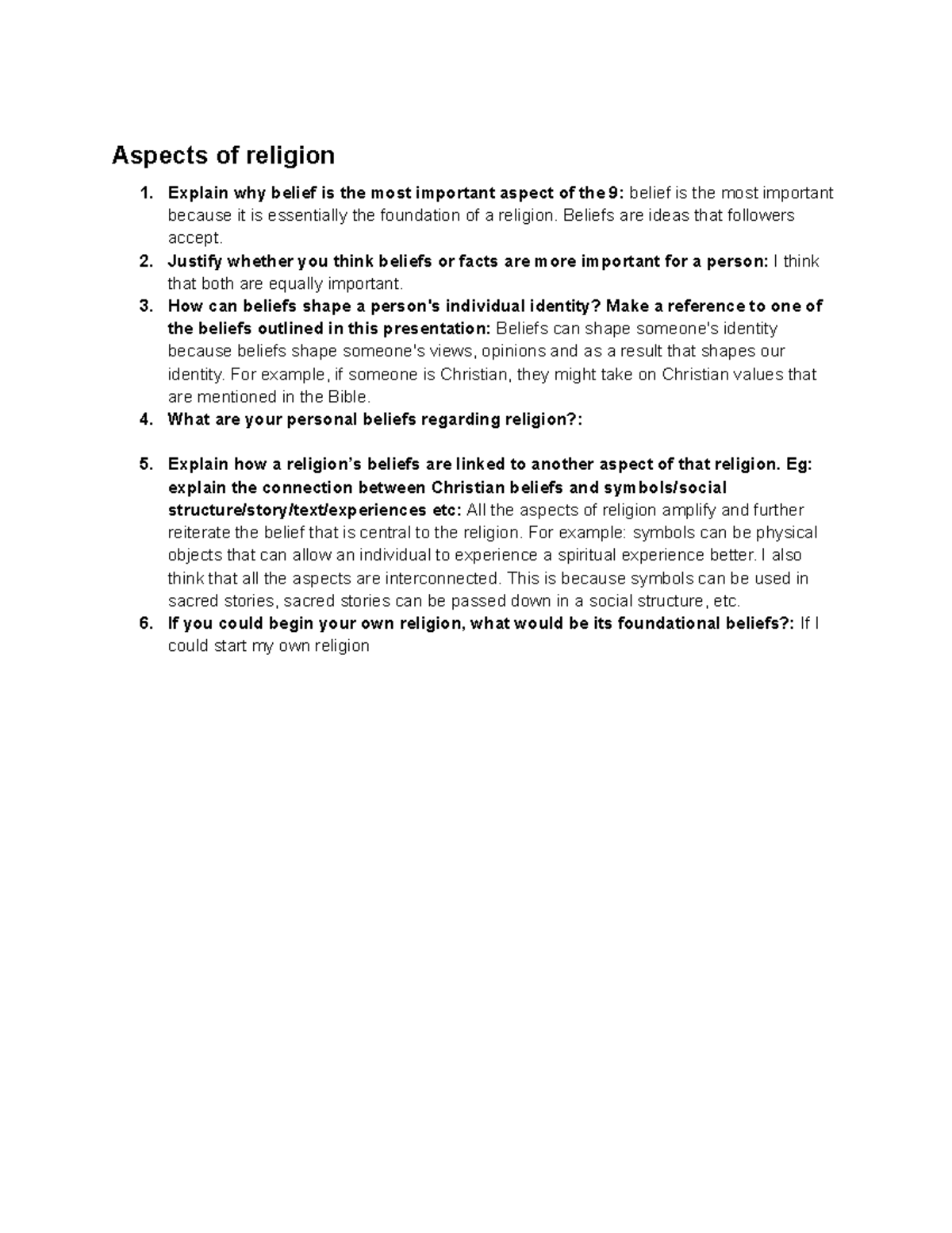 Aspects of Religion: The Central Role of Belief in Identity and Faith ...