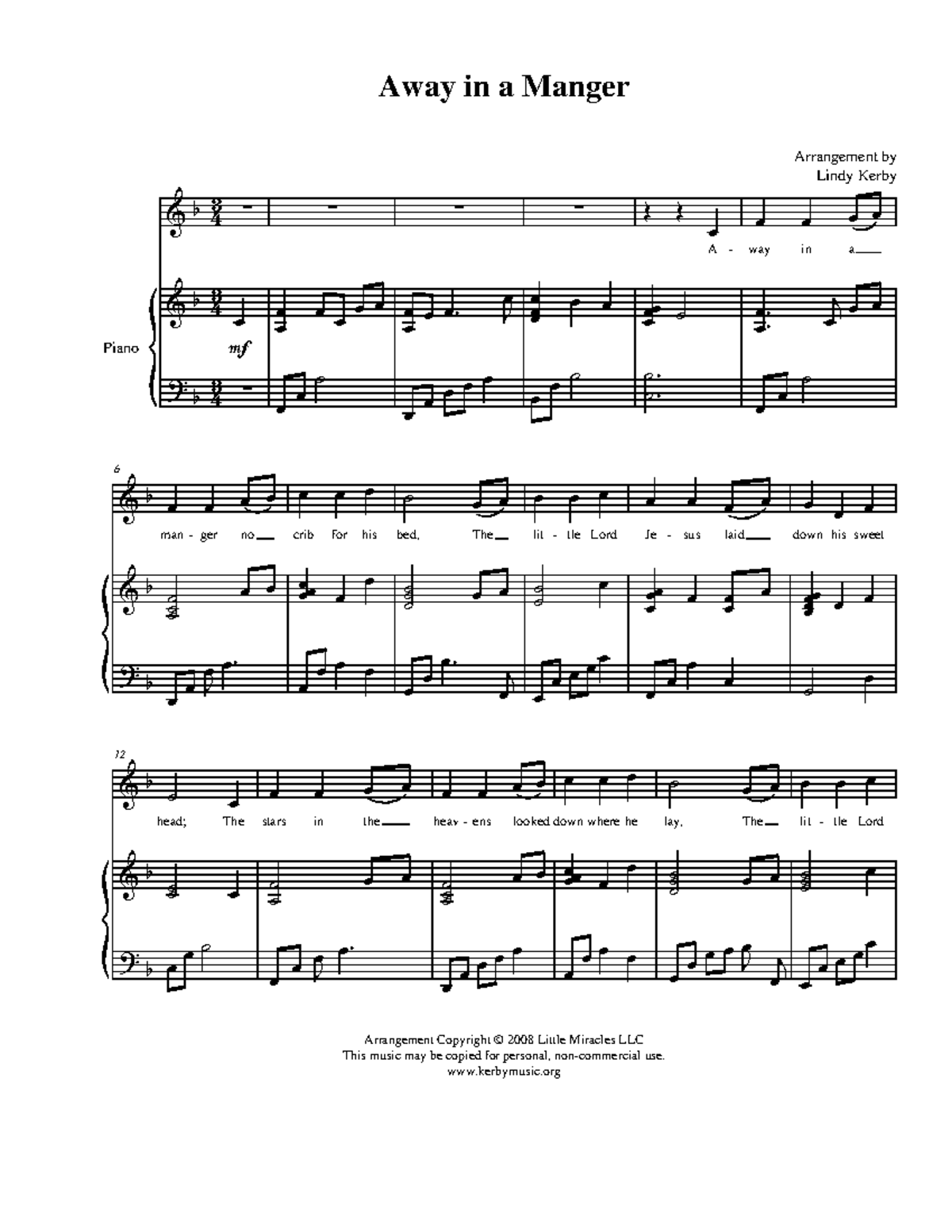 Away in a Manger - Song Arrangement for Piano - Studocu