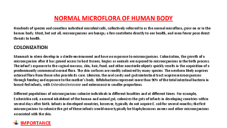 [UNIT 1] Normal Microflora and Host-Pathogen Interactions - Studocu